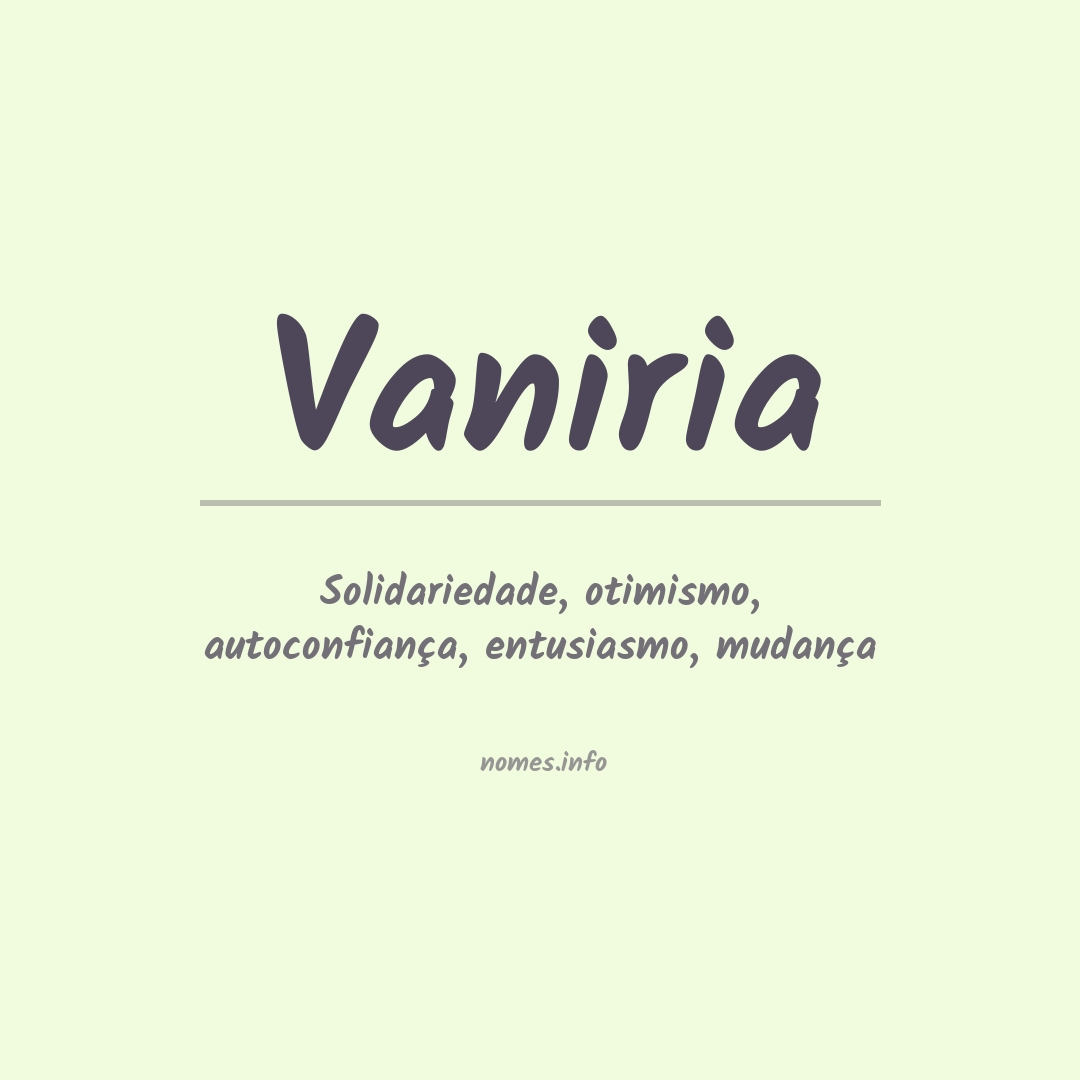 Significado do nome Vaniria